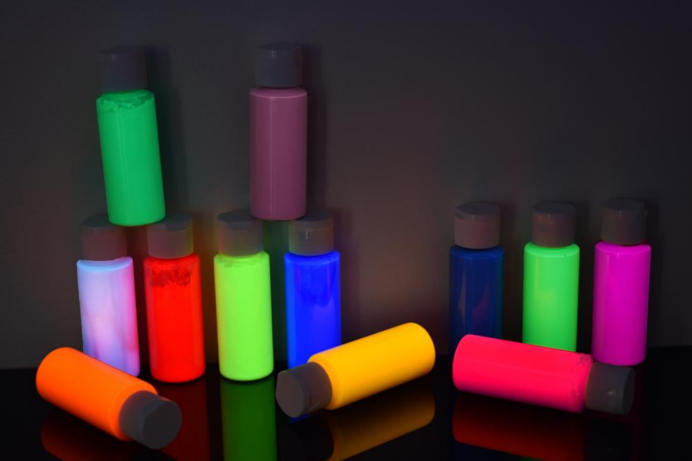 DirectGlow 2oz UV Blacklight Reactive Fluorescent Acrylic Paints (12 ...