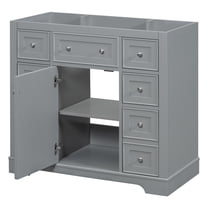 FFZ 24" Modern Bathroom Vanity with Sink - Solid Wood/MDF, 3 Drawers ...