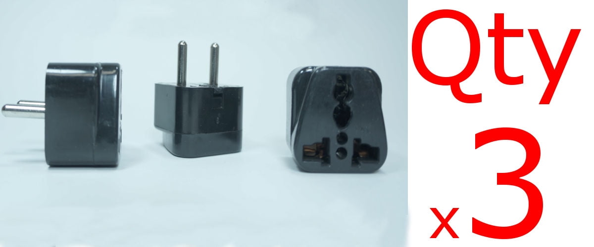 3 Pack of 2 Round Pin Asian European Plug Adapters with Universal ...