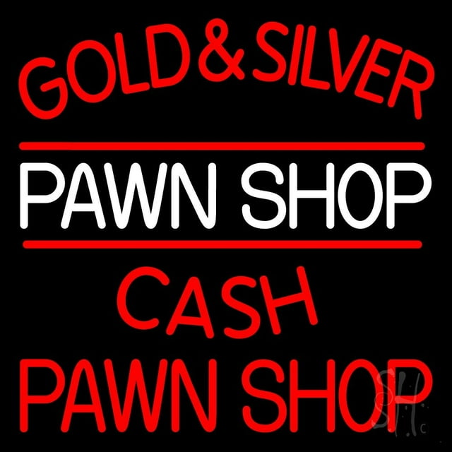 Gold And Silver Pawn Shop LED Neon Sign 24 x 24 - inches, Black Square ...