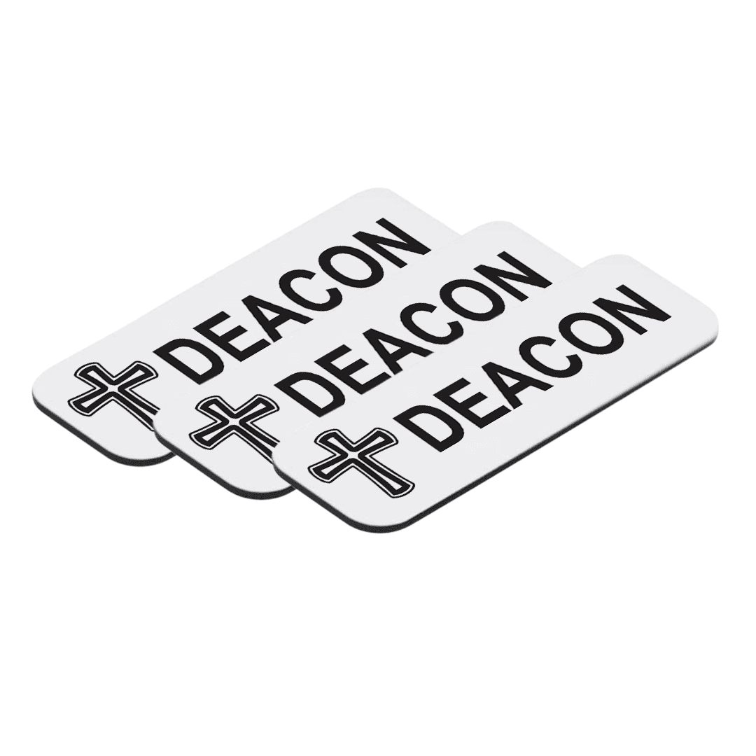 Deacon, Cross Design 1 x 3" Name Tag/Badge, White (3 Pack) - Walmart.com