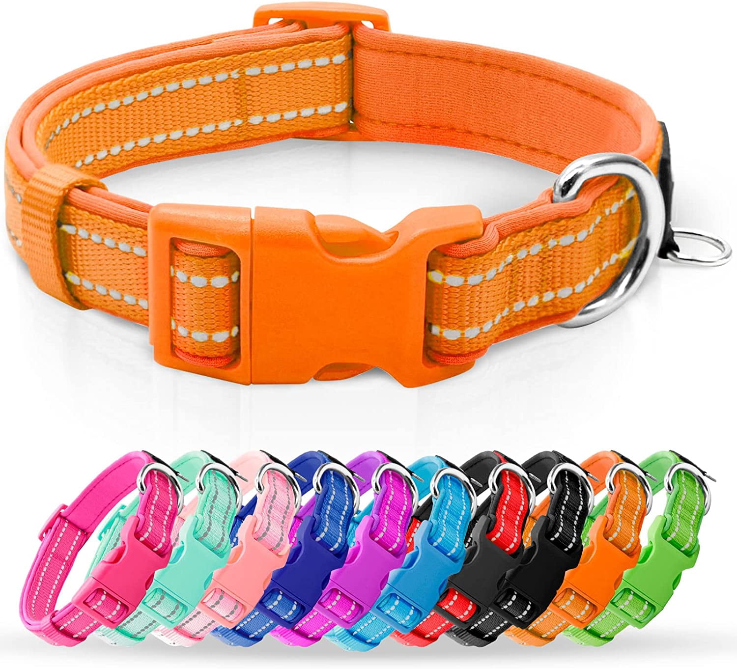azuza Reflective Dog Collar Super Soft Neoprene Padded Dog Collars with ...