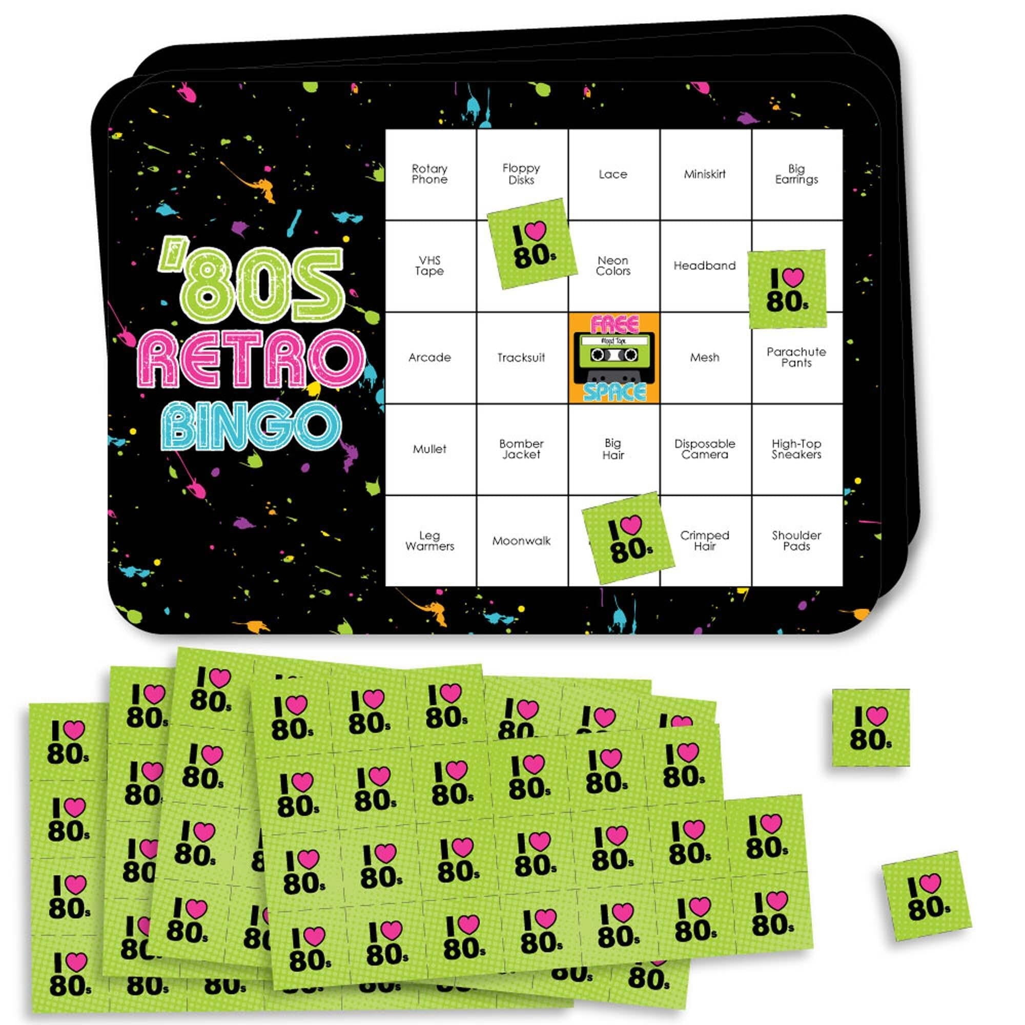 Big Dot of Happiness 80's Retro - Bar Bingo Cards and Markers - Totally ...