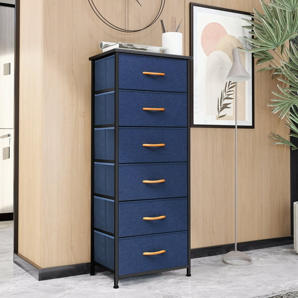 Vredhom Blue 6 Drawers Vertical Storage Fabric Dresser - Walmart.com
