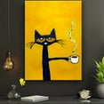 2D 1PCS Wrapped Canvas Painting Modern cat Strange cartoon style Black ...