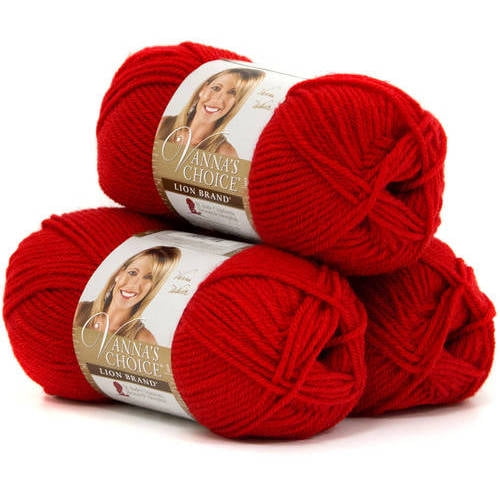 Lion Brand Yarn Vanna's Choice Scarlet Basic Medium Acrylic Red Yarn 3 ...