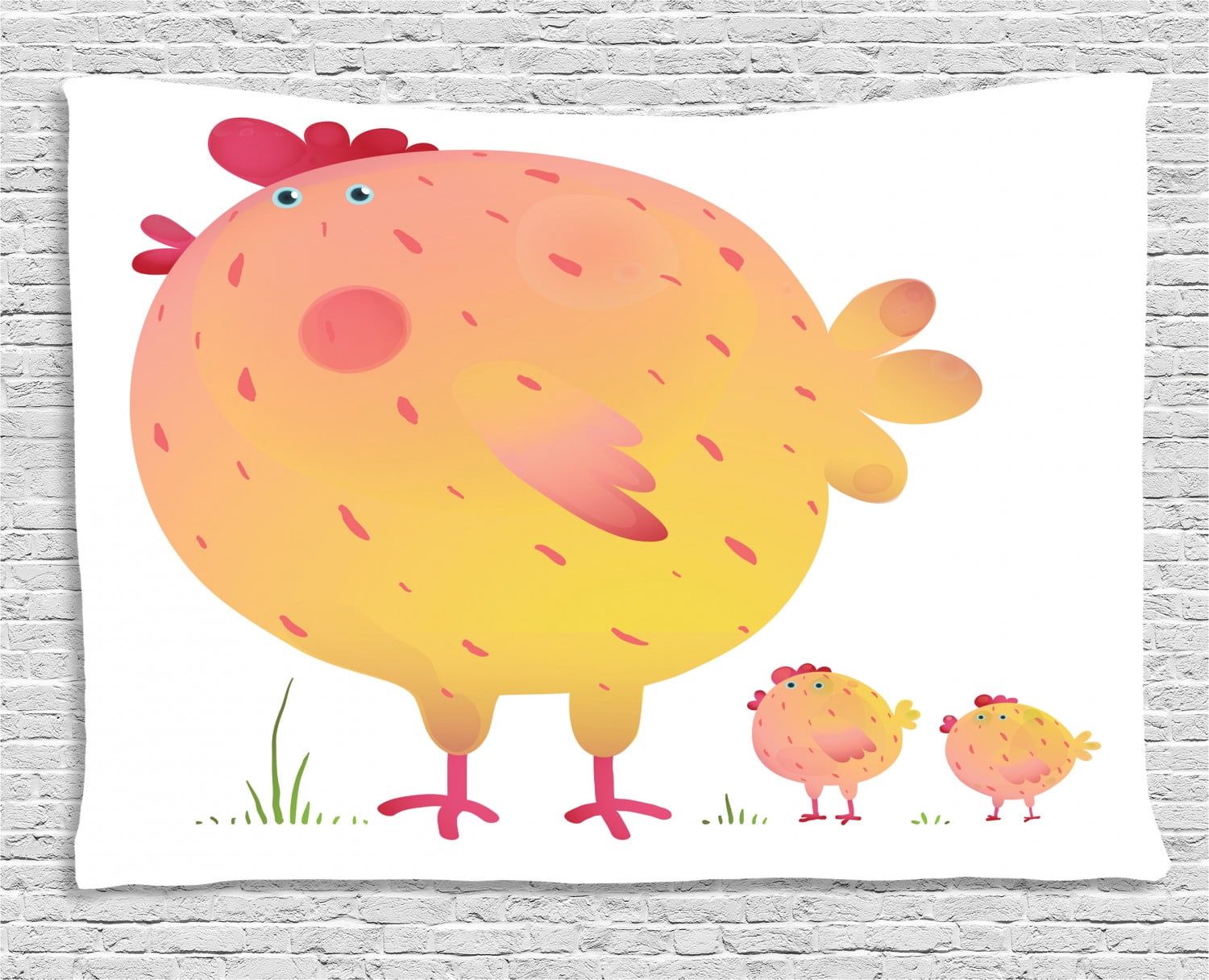 Chicken Tapestry, Mother Hen and Chicks Farm Animals Agriculture Family ...