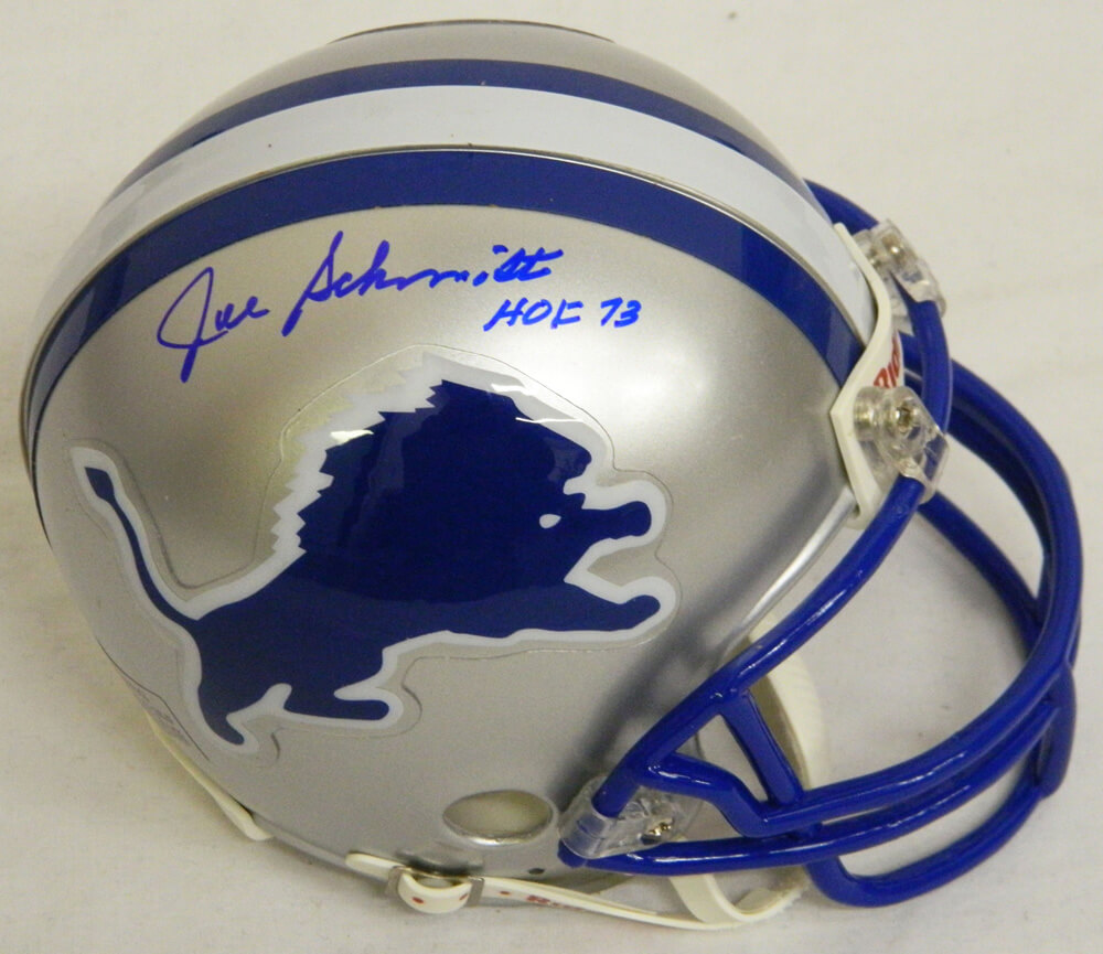 Joe Schmidt Signed Lions Riddell Throwback Mini Helmet w/HOF'73 ...