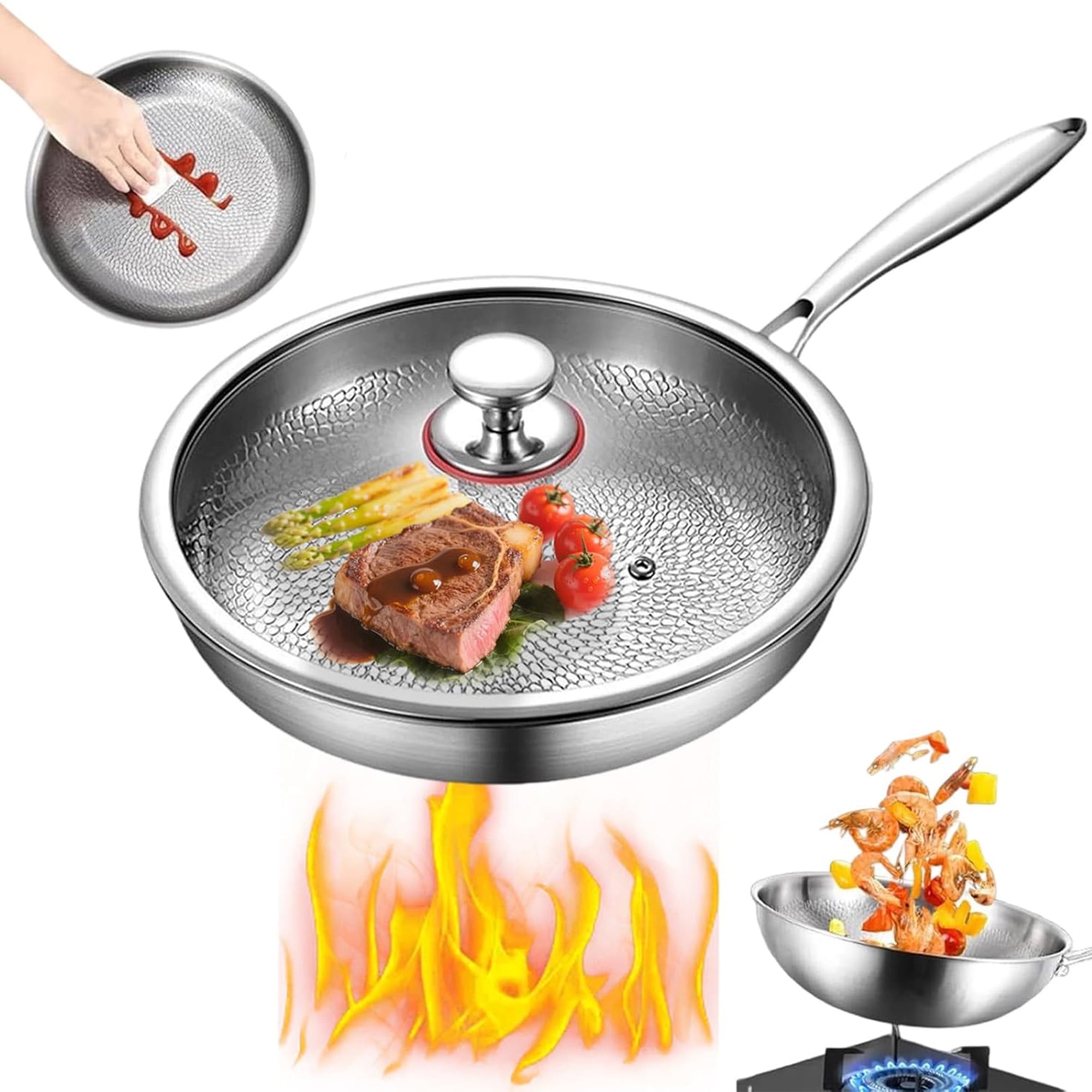 Click here for Kojhsdfk Plateful Titanium Nonstick Fry Pan With L... prices