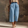 Besolor Cotton Linen Capris for Women Summer Casual High Waisted Wide ...