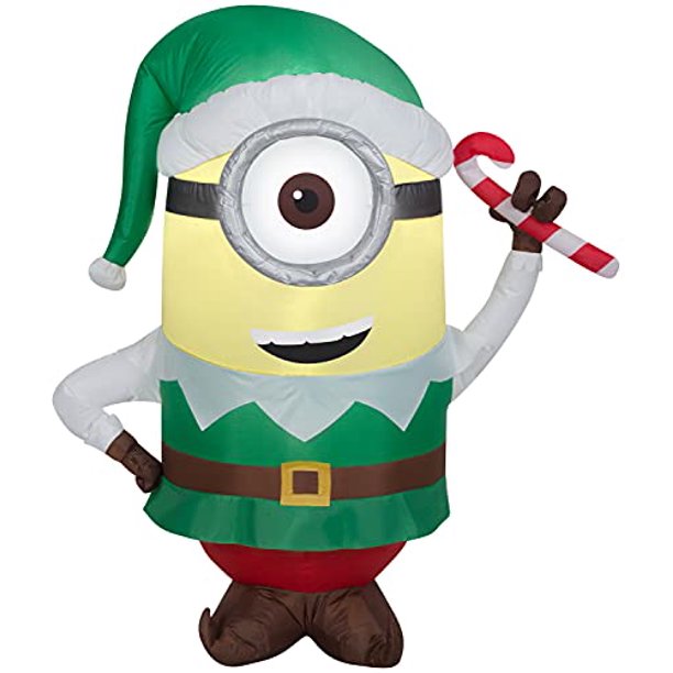 Gemmy Christmas Airblown Inflatable Stuart as Elf w/Candy Cane ...