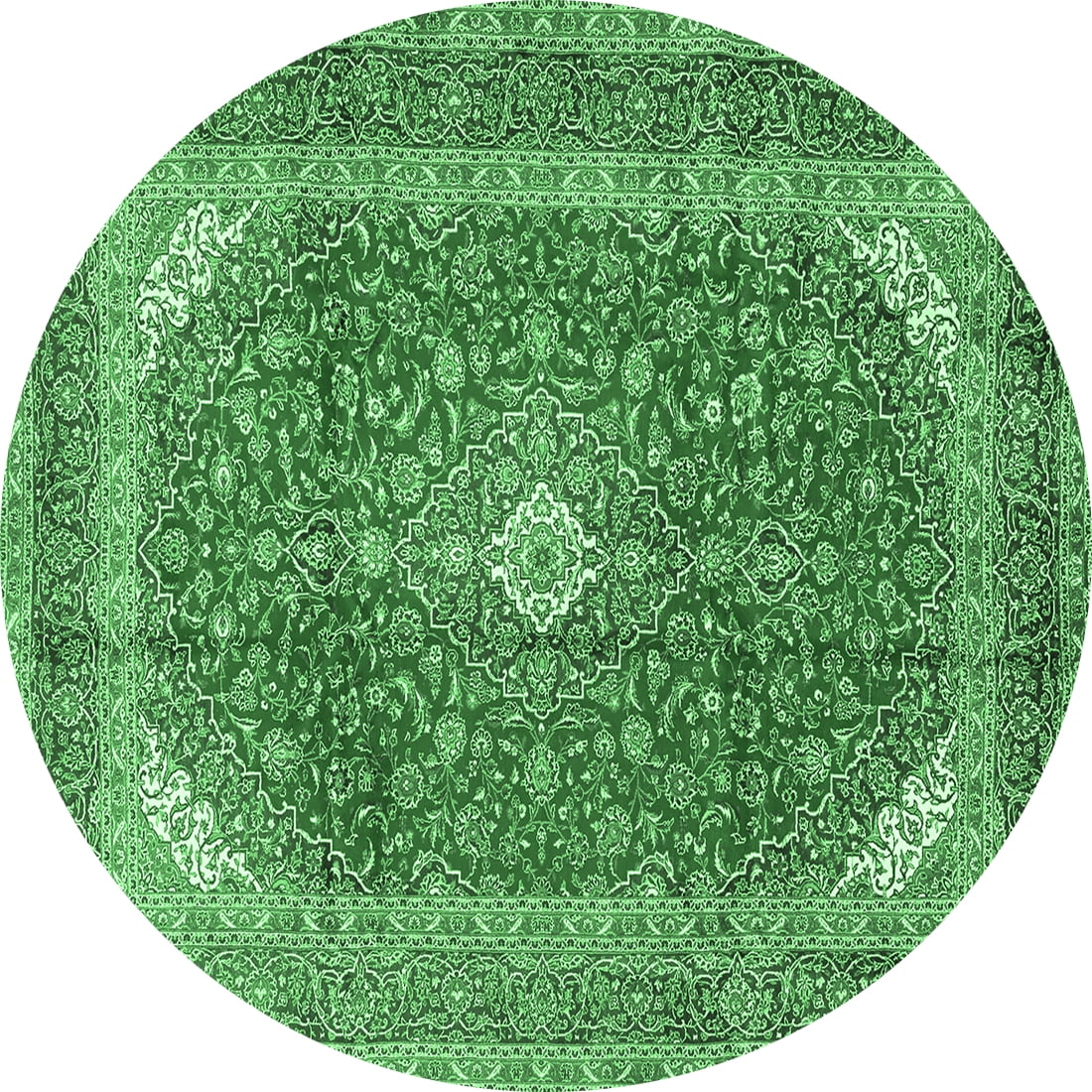Ahgly Company Indoor Round Medallion Emerald Green Traditional Area ...