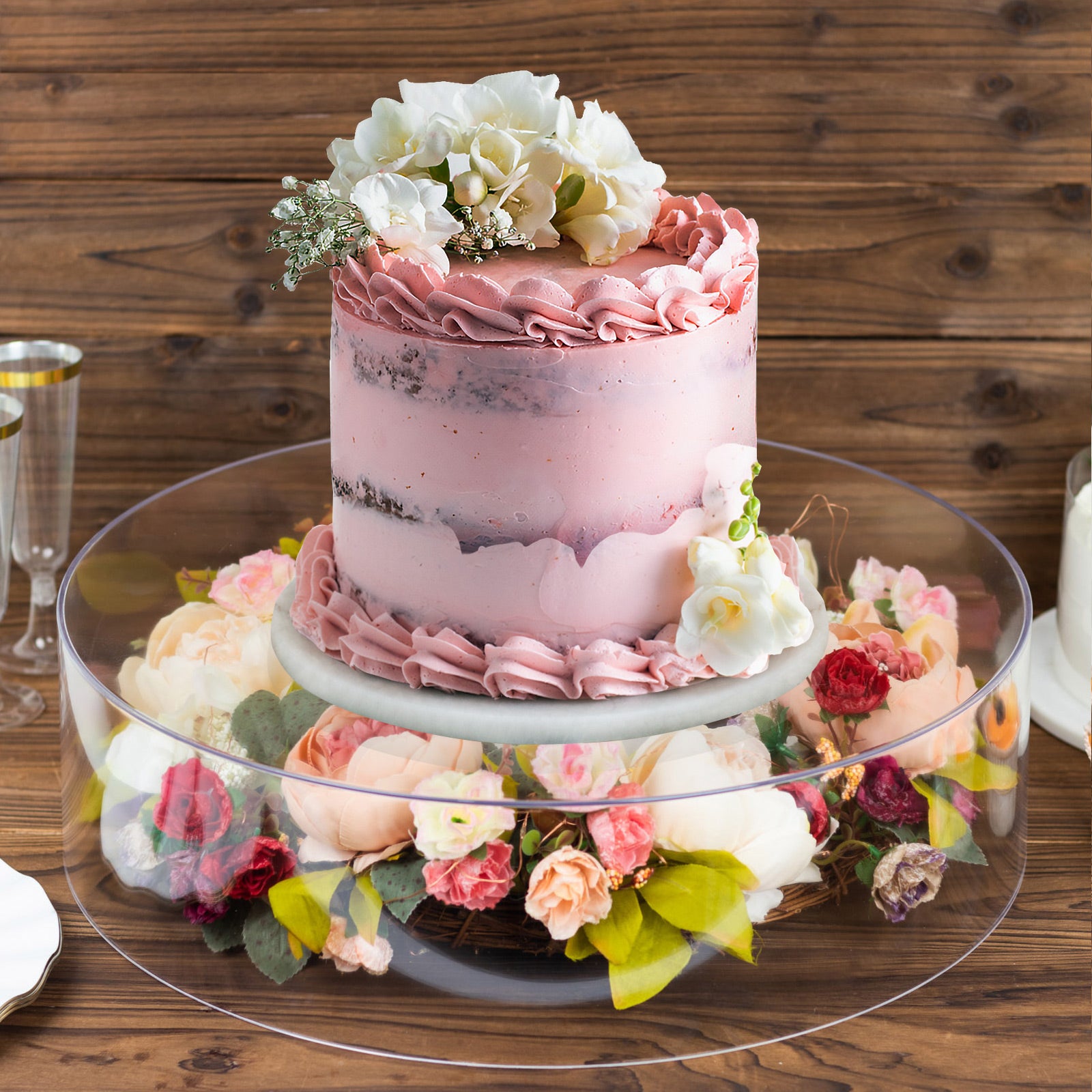 Efavormart 18" Round Clear Acrylic Cake Stand, Transparent Fillable ...