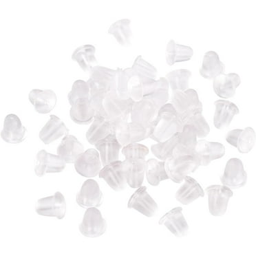 PERZOE 100Pcs Clear Soft Plastic Earring Findings Back Stoppers Earnuts ...