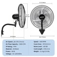 18 Inch Wall Mount Fan Oscillating, 3 Speed 35 CFM High Velocity Wall ...