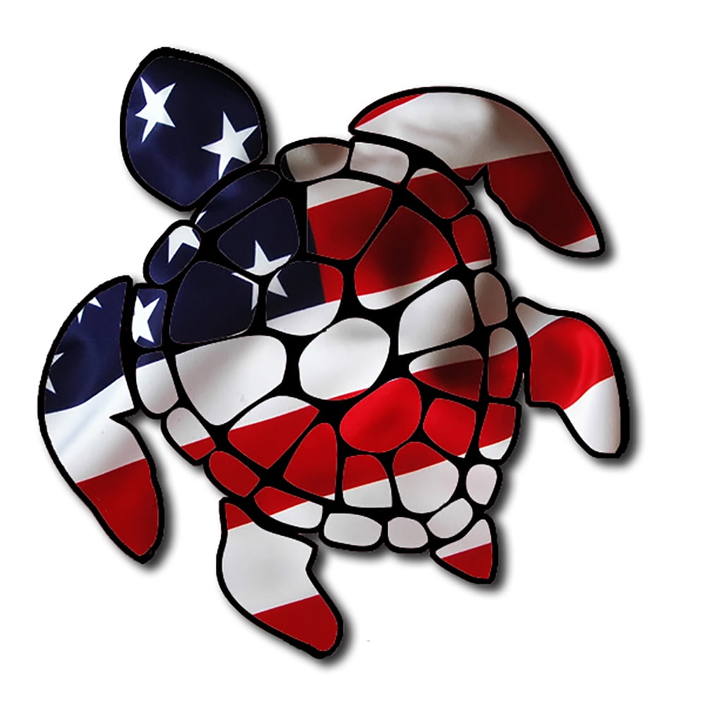 Sea Turtle American Flag America U.S. Turtle Sticker - Walmart.com