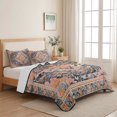 68x98in Quilt Bedding Set, Medieval Retro Floral Texture Lightweight ...