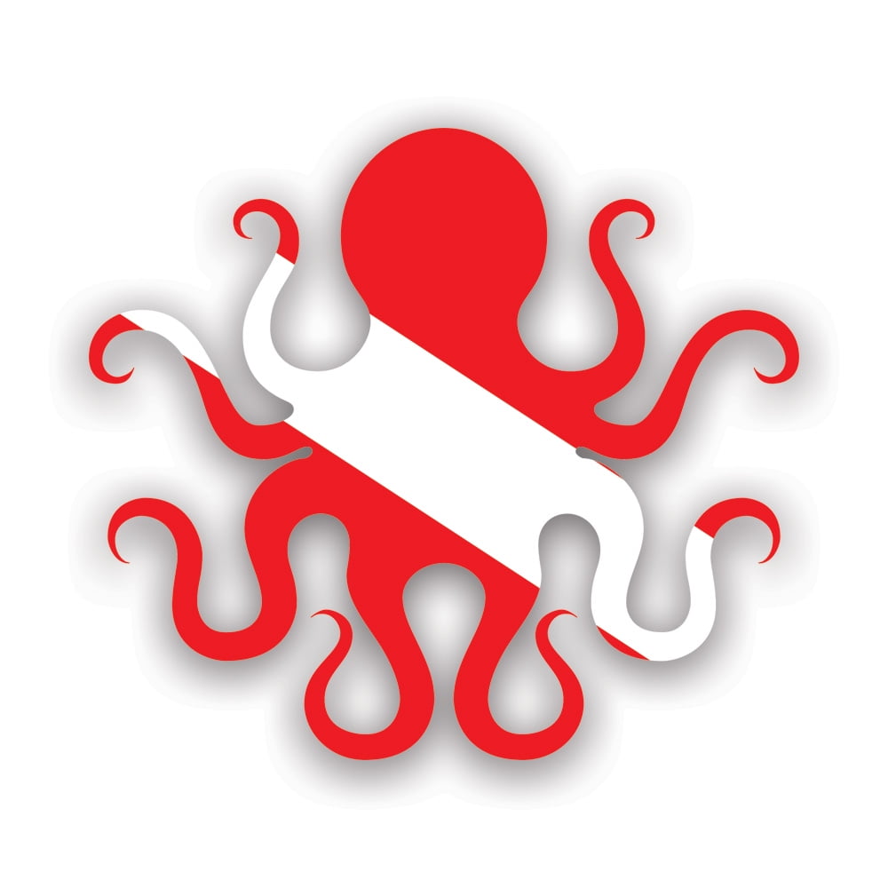 Octopus Shaped Scuba Flag Sticker Decal - Self Adhesive Vinyl ...