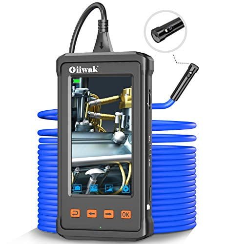 33FT Dual-Lens Borescope, Oiiwak Industrial Endoscope 1080P Video Sewer ...