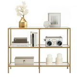 Ktaxon 39.4in Metal Console Table, 3-Tier Shelves, Gold Glass, Modern ...