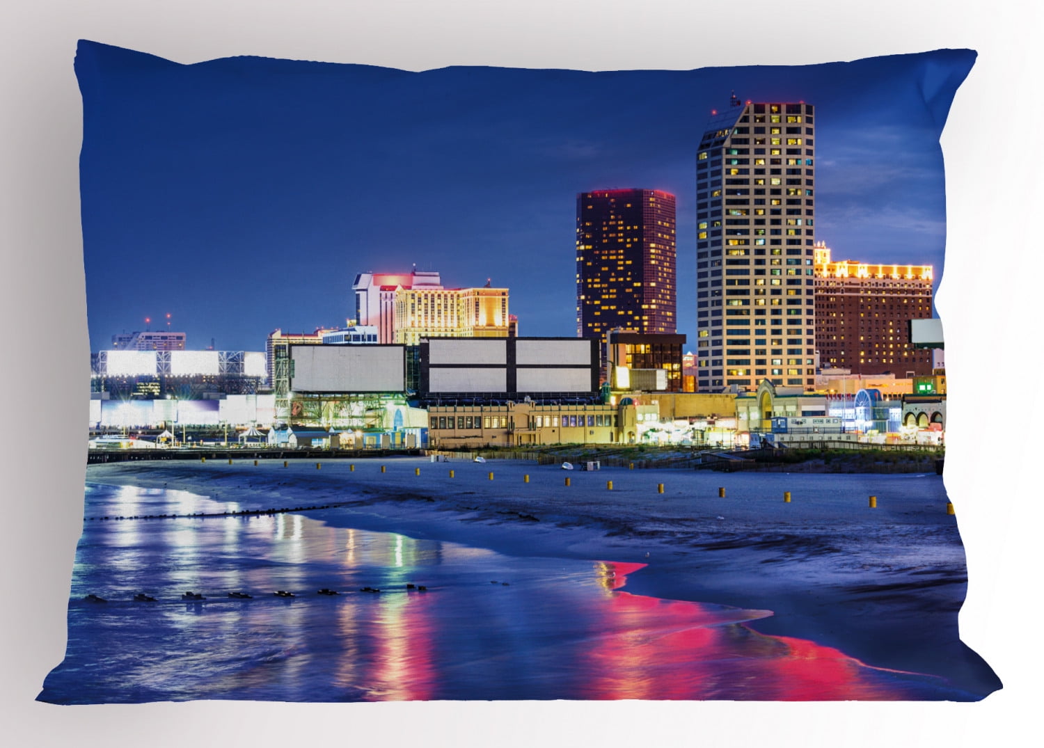 City Pillow Sham Resort Casinos on Shore at Night Atlantic City New ...