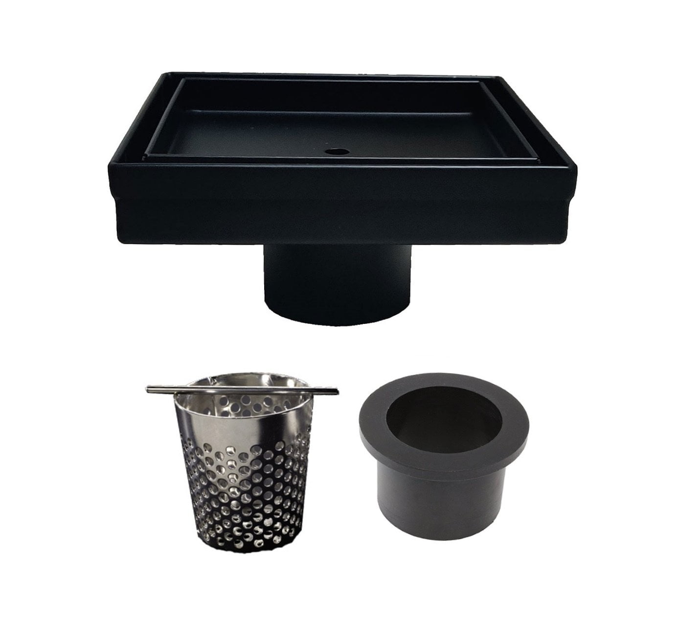 5 Inch Tile Insert Square Shower Drain with Hair Trap Set (4 Finishes ...