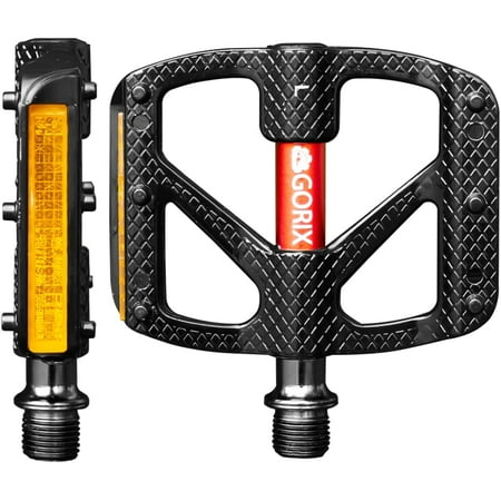 GORIX Bike Flat Pedals Wide Lightweight with Reflector Road Mountain MTB Bicycle(GX-FY610 ...