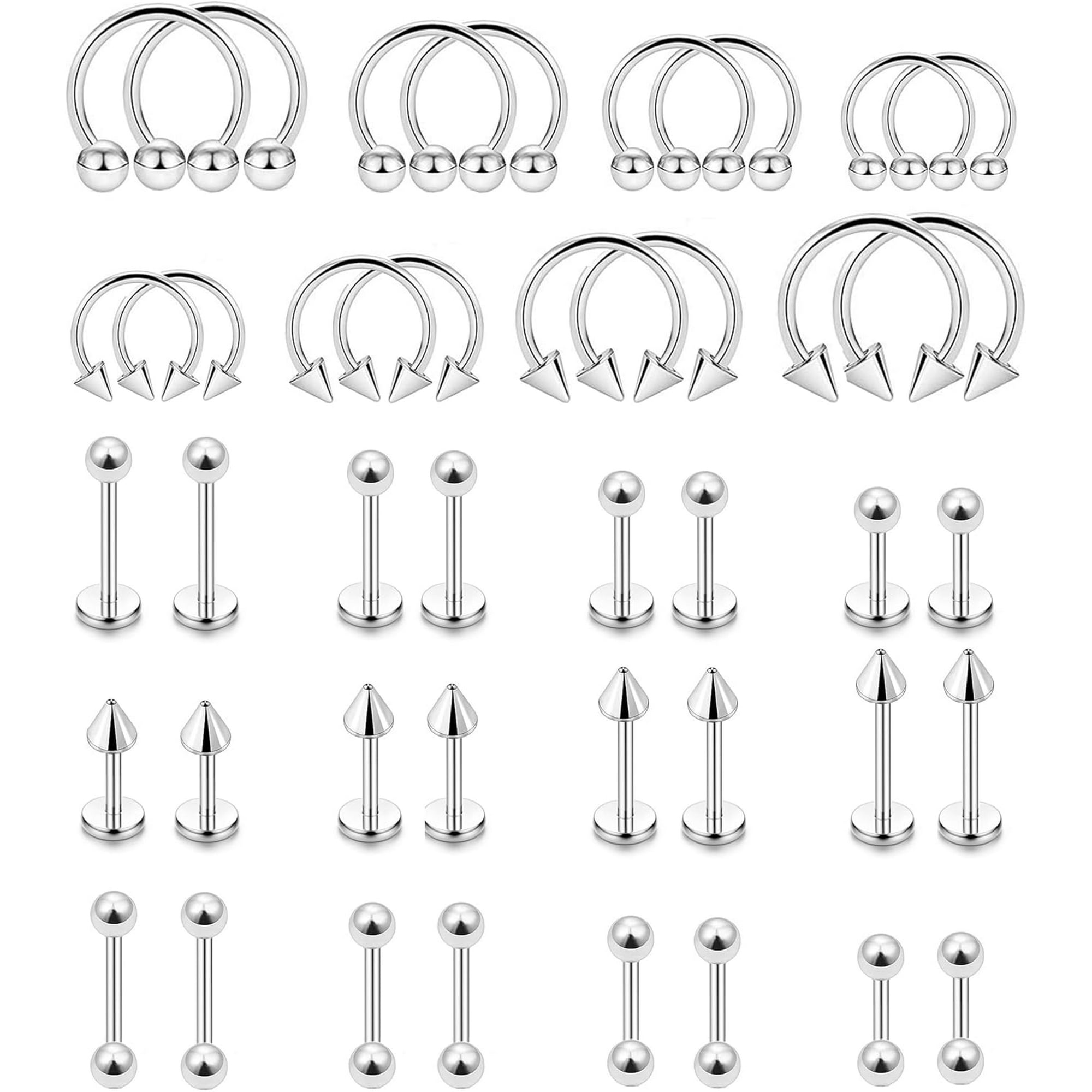 Click here for Salafire 40pcs 16g Lip Rings Surgical Steel Snake... prices