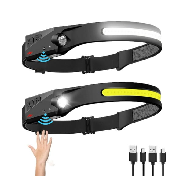 Othemo LED Headlamp 2 Pack Rechargeable, 230° Ultra-Wide Beam Headlight ...