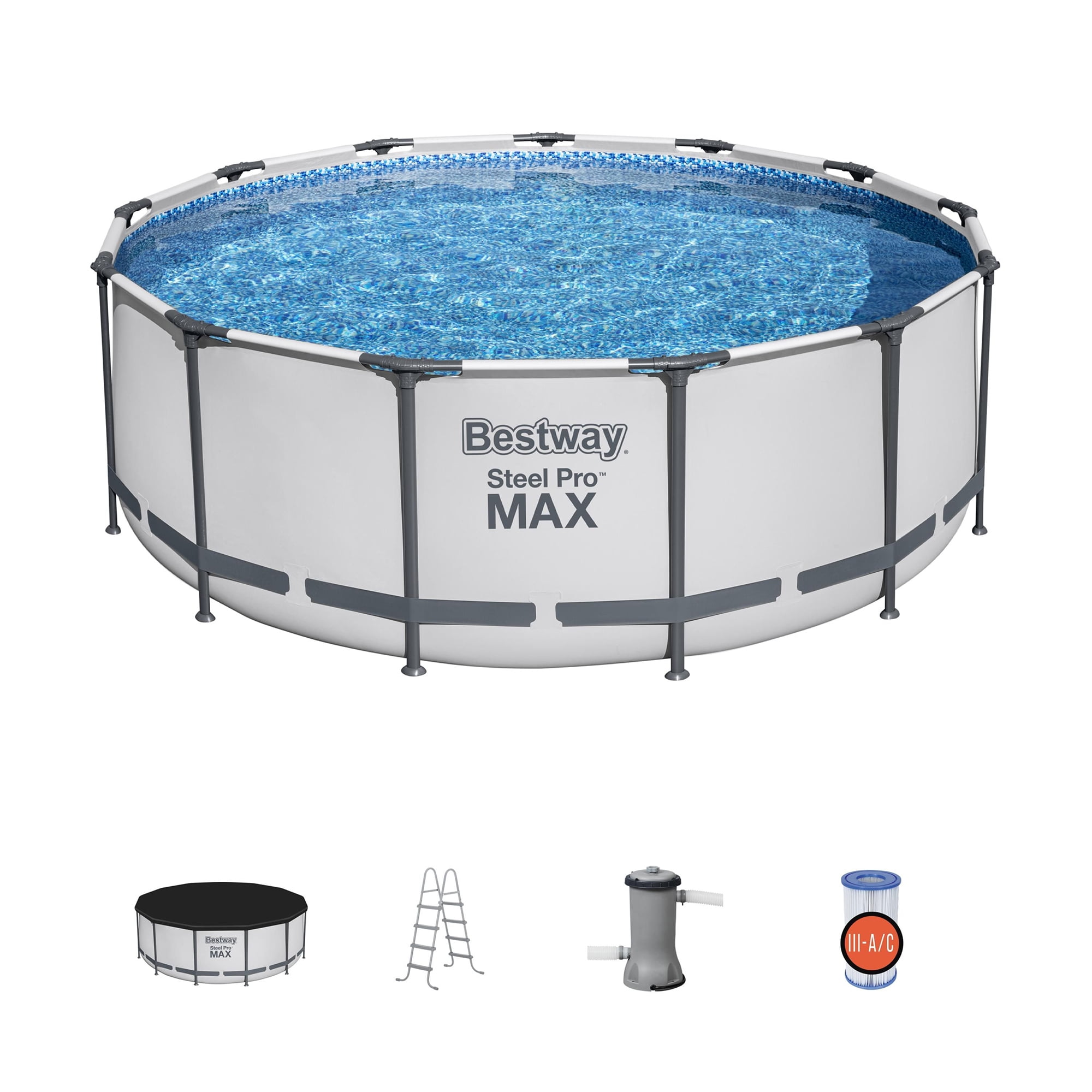 Bestway Steel Pro MAX 13' x 48" Round Above Ground Swimming Pool Set ...