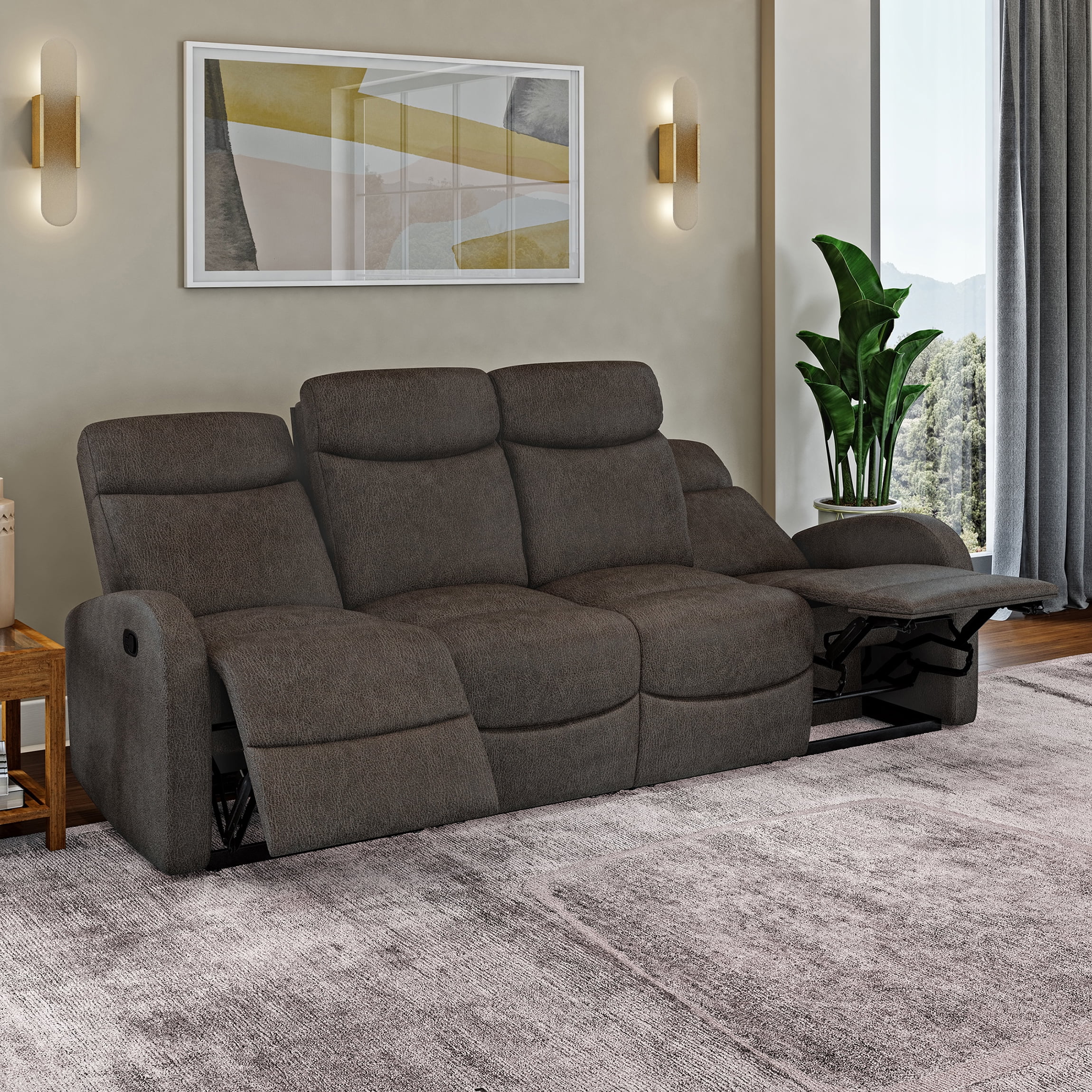 Homesvale Kamryn 4-Seat Modular Recliner Sofa in Distressed Gray Faux ...