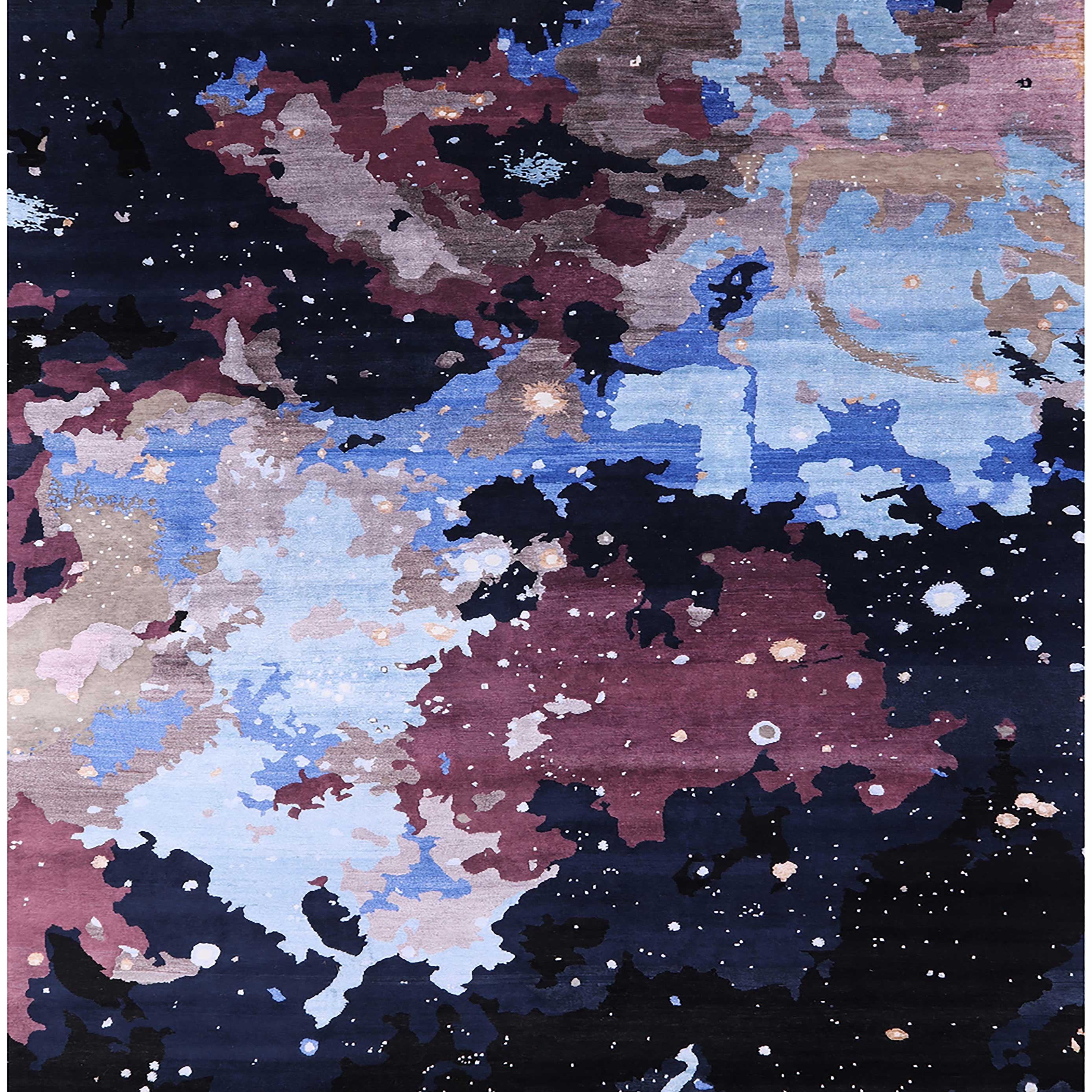 Ahgly Company Indoor Square Mid-Century Modern Deep Purple Oriental ...