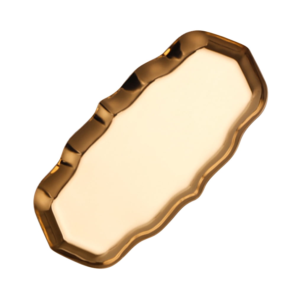 Stainless Steel Wavy Storage Display Tray Mirror, Gold Mirror Tray ...
