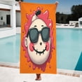 Cheerful Cartoon Character Beach Towel - Round Face Sunglasses Rosy ...