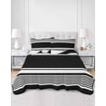 Black Striped 3 Piece Quilt Bedding Set with 2 Pillow Shams, Modern ...