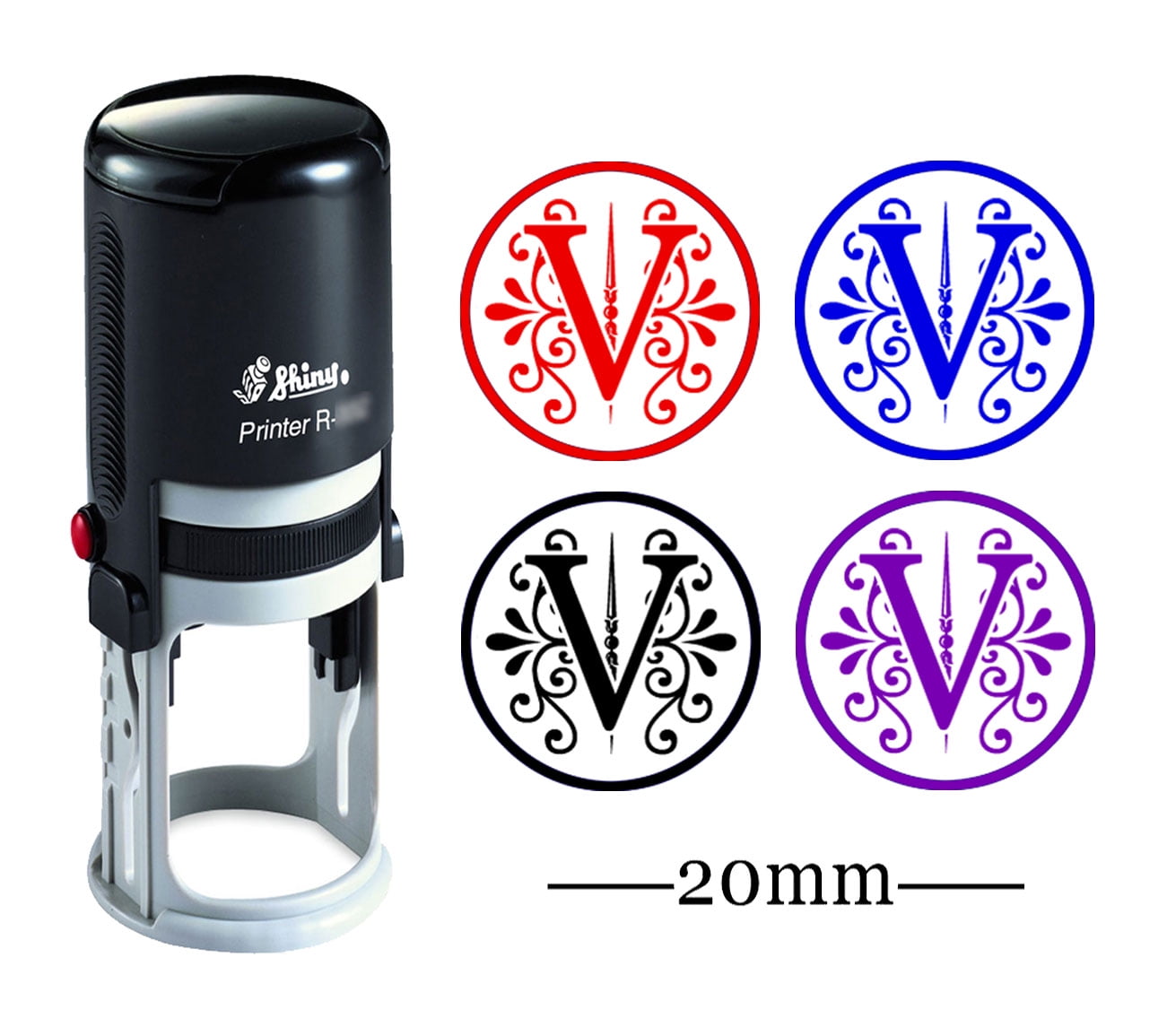 Custom A-Z Alphabet Stamp In Black Ink Monogram Round Rubber Stamp Self ...