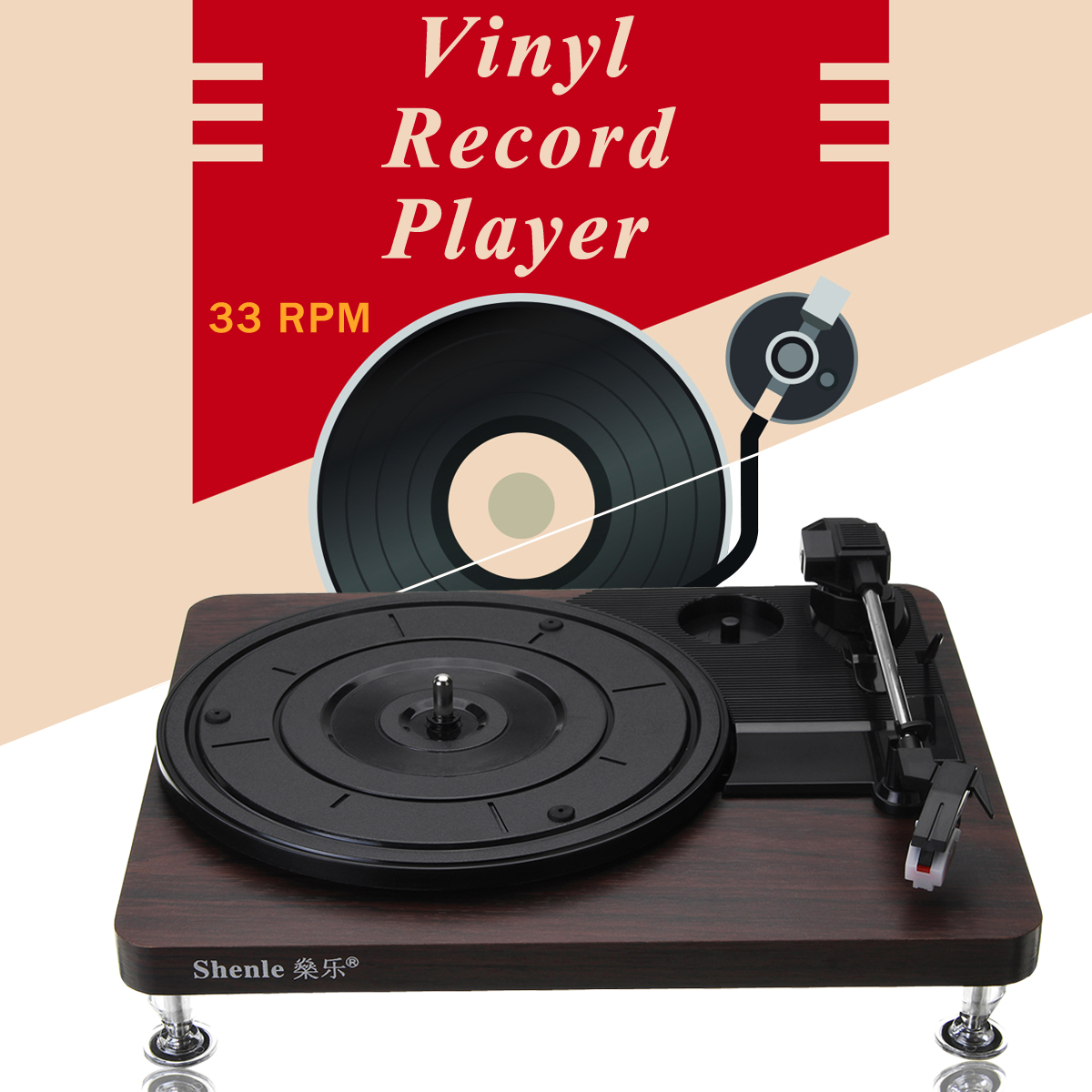3 speed USB 5V Retro Vinyl Record Player Stereo Turntable Vintage Vinyl ...