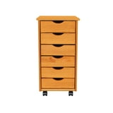 Adeptus Wooden Office Cabinet, 6-Drawer Roll Cart, Solid Medium Pine ...