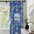 Paisley and Floral Blue Pattern Blackout Curtains,Triple Weaved Fabric ...