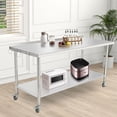 72x30 In Stainless Steel Workbench with Wheels Hooks and Backsplash ...