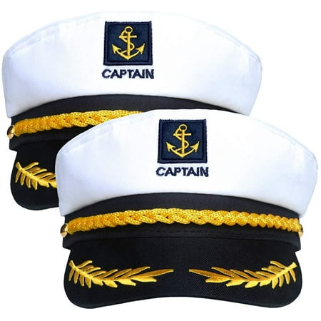 2 Pieces Navy Marine Admiral Style Hat - Adjustable Ship Sailor Cap ...