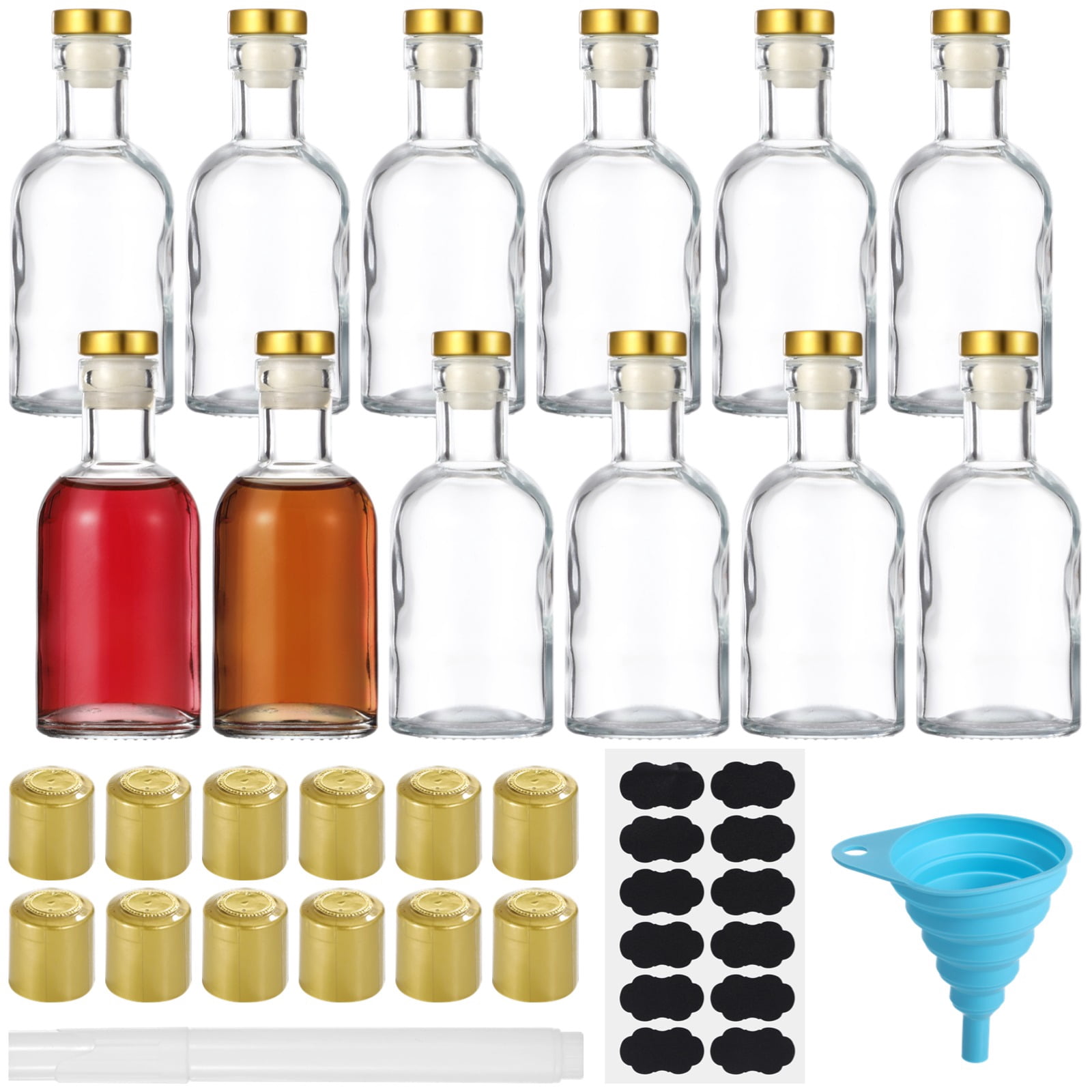 12 botellas de vidrio transparente Woozy, botellas de vidrio con ...