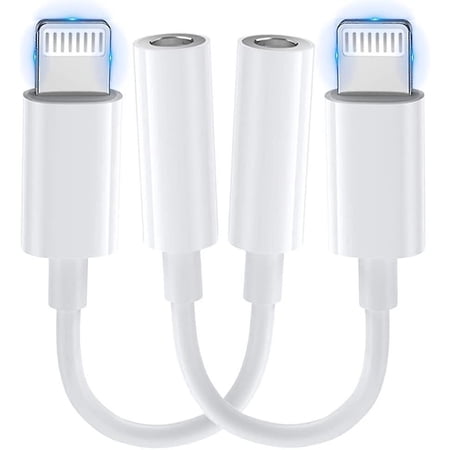 [2 Pc] Apple Iphone Adapter [apple Mfi Certified] ning To 3. 5mm ...