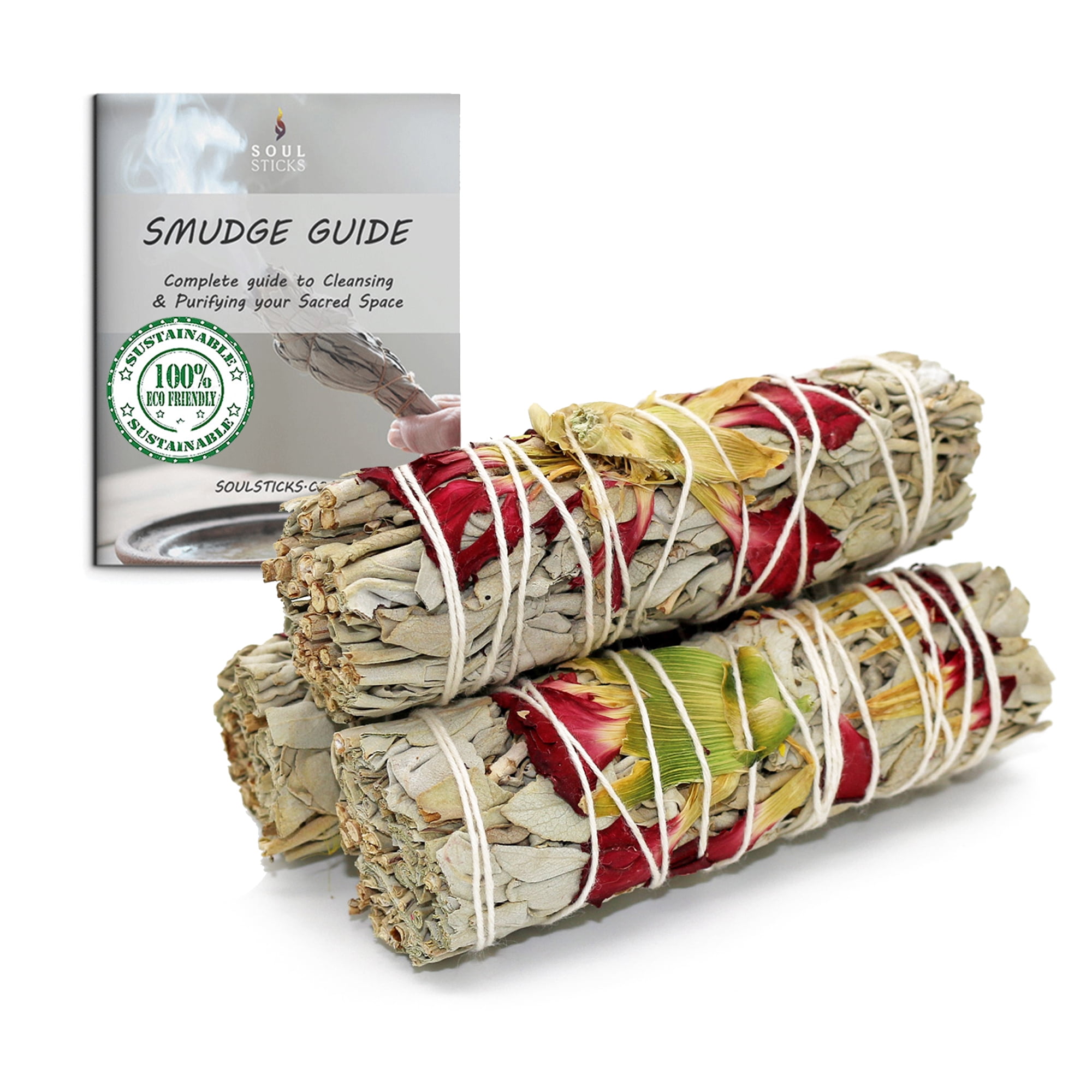 Soul Sticks 3 Pack Spring Morning Floral White Sage Smudge Sticks with ...