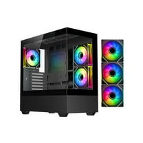 DIYPC IDX1-BK-ARGB Black USB3.0/ Type C Tempered Glass ATX Gaming ...