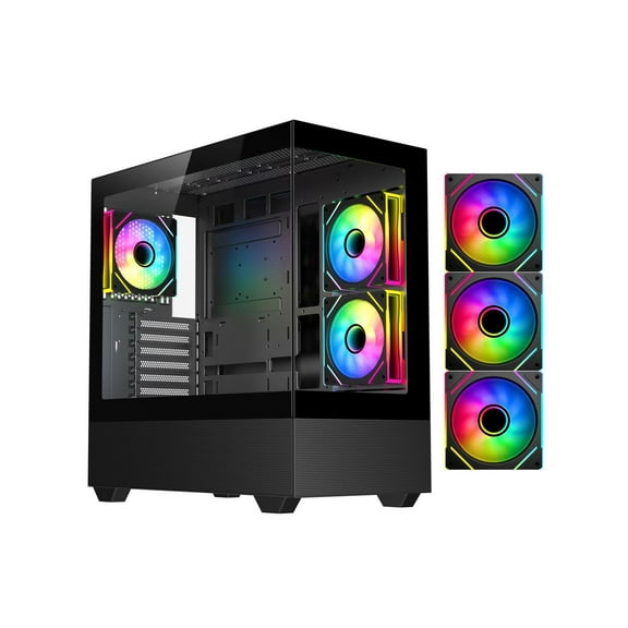 DIYPC White Gaming Computer Case, Micro ATX, USB3.0, Dual Tempered ...