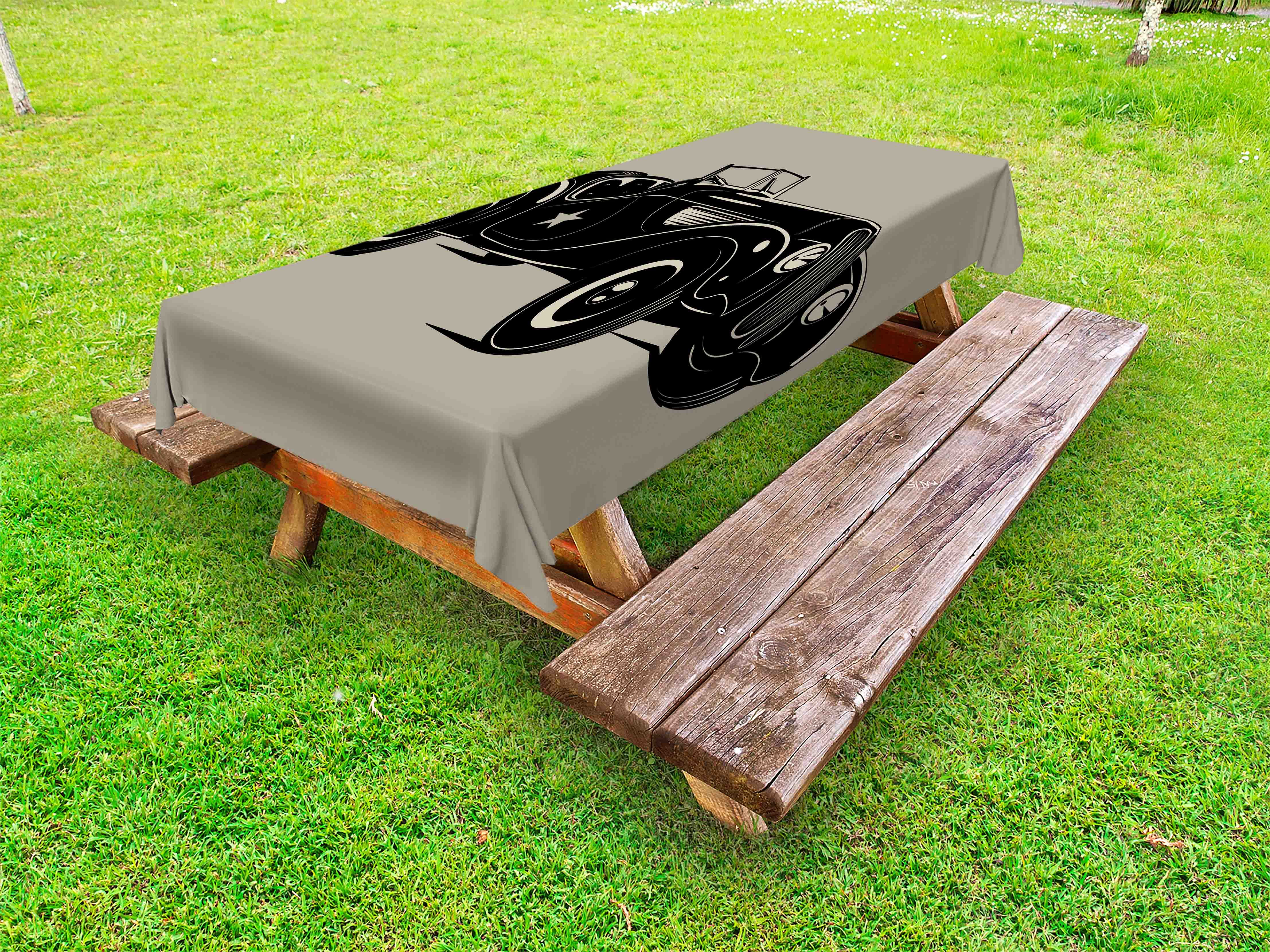 Cars Outdoor Tablecloth, Classic Italian Model Nostalgic Car 50's Star ...