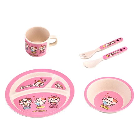 5 Parts Children's ware Set ware Set Children' Bamboo Dinnerware Set ...