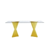 Ssline Dining Table with Tempered Glass Top Gold Mirror Finish ...