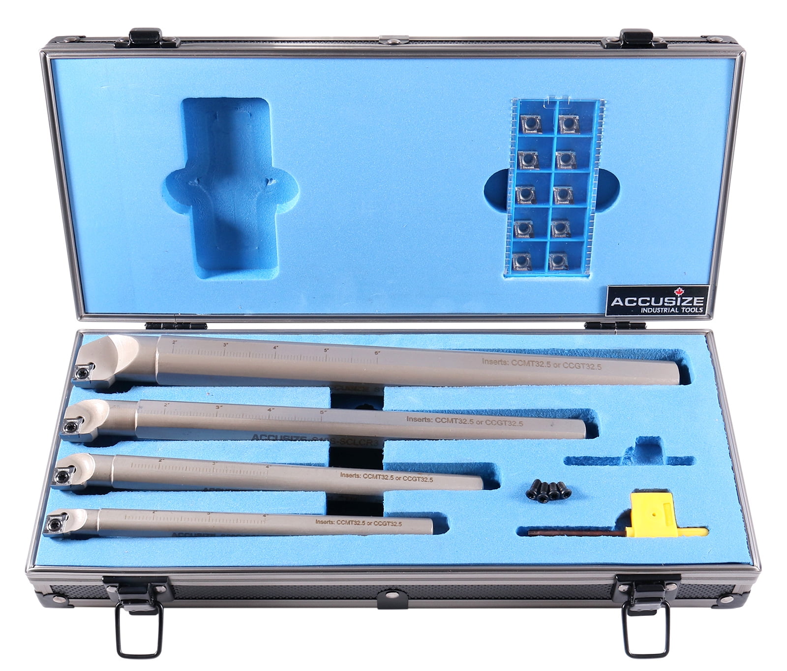 Accusize 4 Pc Sclcr Indexable Boring Bar Set with 14 Pcs Ccgt32.51 ...